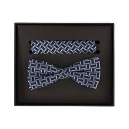 Venti Herren Fliege "Venti Set aus Fliege und Einstecktuch gemustert", blau, 100% Seide, Fliegen