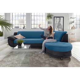 Ecksofa Trendmanufaktur, B:265cm H:85cm T:190cm, schwarz, Kunstleder SOFTLUX / Struktur (77% Polyester; 23% Polyacryl);Luxus-Microfaser ALCAZAR (100%