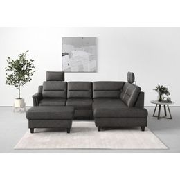 Sit & More Ecksofa SIT & MORE, B:251cm H:90cm T:187cm, grau, Wohnzimmer, Sofas, "Far&ouml; L-Form", inklusive Federkern, wahlweise mit Schlaffunktion und Bettkasten