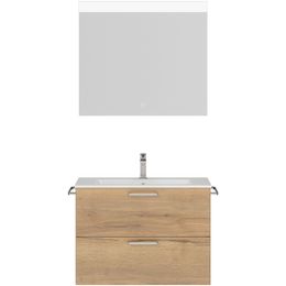 Badm&ouml;bel-Set Nobilia, B:81cm H:169cm T:48,7cm, braun, Kastenm&ouml;bel-Sets, "Tolvina", inkl. Spiegel mit Touch-Sensor, in vier Breiten