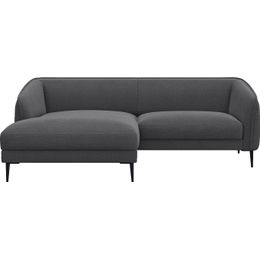 Ecksofa FLEXLUX, B:218cm H:74cm T:149cm, grau, 100% Polyester, Wohnzimmer, Sofas, "Belle Designsofa, bequem durch Kaltschaum im Sitz",