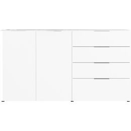Sideboard Germania, B:184cm H:102cm T:42cm, wei&szlig;, Glas, Holzwerkstoff, Sicherheitsglas ESG, Wohnzimmer, Sideboards, "Oakland mit Glasauflage",
