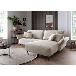 Ecksofa Home Affaire, B:255cm H:94cm T:178cm, beige, 93% Polyester, 7% Polyamid, Wohnzimmer, Sofas, "Lazio modern und bequem, schmale Armlehnen,