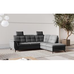 Sit & More Ecksofa SIT & MORE, B:244cm H:92cm T:212cm, grau, 95% Polyester 5% Polyamid, Wohnzimmer, Sofas, "Zora", wahlweise mit Schlaffunktion und Bettkasten