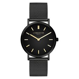 Damen Quarzuhr "Pure Elegance", schwarz, Liebeskind Berlin, Armbanduhren, Armbanduhr, Damenuhr, Edelstahlarmband, analog