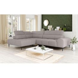 Ecksofa OTTO HOME, B:298cm T:222cm, grau, 100% Polyester (PES), Wohnzimmer, Sofas, "Theo L-Form, B: 298 cm", mit Kopfteilverstellung, optional