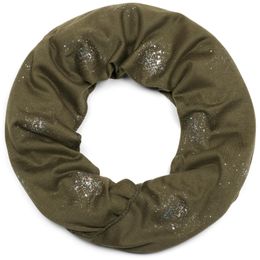 styleBREAKER Damen Loop "Loop Schal mit Glitzer und Pailletten Punkte", gr&uuml;n, Modisch, Obermaterial: 50% Viskose CV. 50% Polyester PES., Modet&uuml;cher