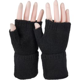 styleBREAKER Damen Strickhandschuhe "Fingerlose Strickhandschuhe Einfarbig", schwarz, Modisch, Obermaterial: 100% Polyacryl PAN., Handschuhe