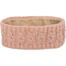 styleBREAKER Damen Stirnband "Stirnband mit Zopfmuster & Strass", rosa, Modisch, Obermaterial: 100% Viskose CV., M&uuml;tzen