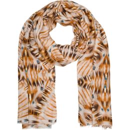 styleBREAKER Damen Schal "Schal Batik Muster Metallic Streifen", beige, Modisch, Obermaterial: 50% Viskose CV. 50% Baumwolle CO., Modet&uuml;cher