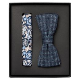 Venti Herren Fliege "Venti Set aus Fliege und Einstecktuch gemustert", blau, 52% Polyester, 47% Baumwolle, 1% Elasthan, Fliegen
