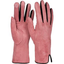 styleBREAKER Damen Fleecehandschuhe "Touchscreen Handschuhe Kontrast", rosa, Modisch, Obermaterial: 10% Elasthan EL. 90% Polyester PES., Handschuhe