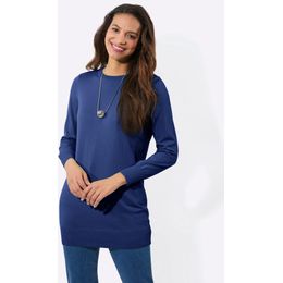 Casual Looks Damen Strickpullover "Longpullover", blau, Gr. 36, unifarben, 100% Baumwolle, Pullover