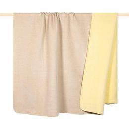 Wohndecke Pad, B:150cm L:200cm, gelb, Mischgewebe, Wohndecken, "HOBART", Zweifarbige Wendeoptik, Ziernaht, OEKO-TEX, Made in Europe