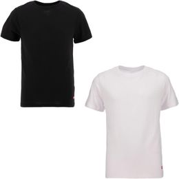 LEVI'S KIDS Jungen T-Shirt "2PK CREW NECK TEE", schwarz-wei&szlig;, Basic, Gr. S, Jersey, Obermaterial: 100% Baumwolle. Obermaterial wei&szlig;: 60% Baumwolle,
