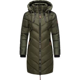 Marikoo Damen Wintermantel "Armasa", gr&uuml;n, Gr. XL, 100% Polyester, M&auml;ntel, modischer Damen Winter Steppmantel mit Kapuze