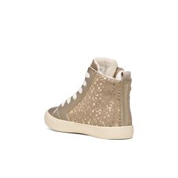 Geox M&auml;dchen Sneaker "J GISLI GIRL", Gr. 26goldfarben, Lederimitat, Textil, Schuhe, Schn&uuml;rboots in Metallicoptik, Warmfutter, Gr&ouml;&szlig;enschablone zum