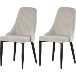 Esszimmerstuhl Home Affaire, B:44cm H:88cm T:58cmschwarz matt, pulverbeschichtet, creme, Metall, Polyester, St&uuml;hle, "GARNBY, 2er Set, mit