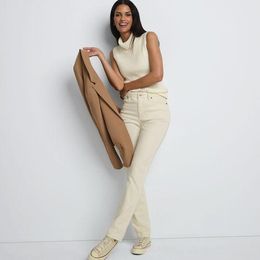 LANDS' END Naturfarbene Straight Fit Jeans Mid Waist, Damen, size: regular, Elfenbein, Elasthan/Baumwoll-Mischung/Polyester-Mischung, by Lands' End