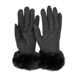 styleBREAKER Damen Fleecehandschuhe "Touchscreen Handschuhe mit Kunstfell", schwarz, Modisch, Obermaterial: 10% Elasthan EL. 90% Polyester PES.,