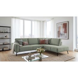 Ecksofa OTTO HOME, B:260cm H:85cm T:208cm, gr&uuml;n, 90% polyester, 10% nylon, Wohnzimmer, Sofas, "Vosby", 260 cm, Chenille, mit dekorativer Kedernaht,