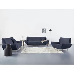 Polstergarnitur Home Affaire, H:78cm T:82cm, blau, 100% Polyester, Sitzm&ouml;bel-Sets, "Saltare elegant & komfortabel,, 3-2-1, bequem, Designfu&szlig;"