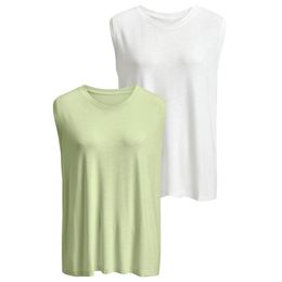 BEACHTIME BY LASCANA Shirttop 'mit breiten Schultern' gr&uuml;n Gr. 36/38 f&uuml;r Damen. Mit Rundhals. Bequem. Nachhaltig.
