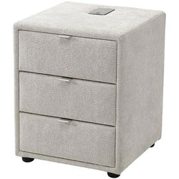 Jockenh&ouml;fer Nachtkonsole, B:44cm H:53,5cm T:45cm, grau, JOCKENH&Ouml;FER GRUPPE, Sideboards, "Lissy mit 3 Schubladen", mit induktiver Ladeeinheit und zus&auml;tzlich USB-A