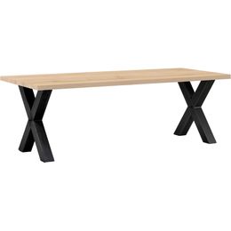 Esstisch OMG DESIGN, B:190cm H:77cm T:90cm, braun, Tische, "Formula", Hochwertige Melamin-Tischplatte mit Metallgestell