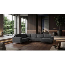 Wohnlandschaft OTTO HOME, B:342cm H:85cm T:260cm, grau, 100% Polyester, Sofas, "OLAND Luxus-Microfaser U-Form, XXL, B: 342 cm, Skandi-Design",