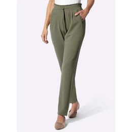Damen Schlupfhose, gr&uuml;n, Gr. 52, unifarben, 95% Polyester, 5% Elasthan, Hosen