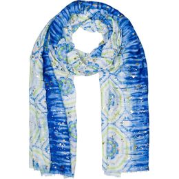 styleBREAKER Damen Schal "Schal mit Batik Muster Metallic", blau, Modisch, Obermaterial: 80% Viskose CV. 20% Baumwolle CO., Modet&uuml;cher
