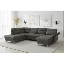 Sit & More Wohnlandschaft SIT & MORE, B:292cm H:90cm T:212cm, grau, 100% Polyester, Sofas, "Pamela U-Form, B: 292 cm, optional Schlaffunktion &