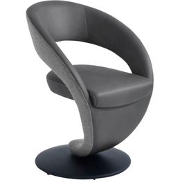 K+w Komfort & Wohnen Esszimmerstuhl, B:62cm H:86cm T:61cm, grau, K+W KOMFORT & WOHNEN, St&uuml;hle, "Wave, Drehstuhl, Polsterstuhl", Design-Drehstuhl, Drehteller in Metall