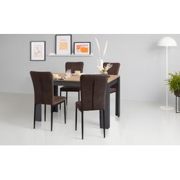 Essgruppe Home Affaire, B:120cm H:75cm T:80cm, braun, Sitzm&ouml;bel-Sets, "Bergamo", moderne 5 - teilige Essgruppe, erh&auml;ltlich in vielen Gr&ouml;&szlig;en und Farben