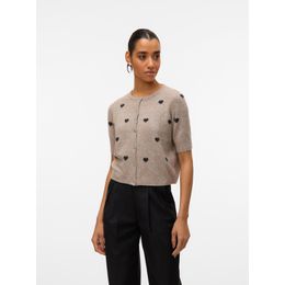 V&eacute;ro Moda VERO MODA Damen Strickjacke "VMDOFFY INTARSIA 2/4 O-NCK CARDIGAN NOOS", beige, Gr. XS, gemustert, Strick, Obermaterial: 94% Polyester, 3% Elasthan,