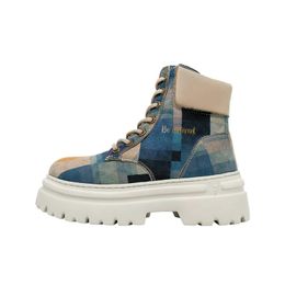 DOGO Damen Schn&uuml;rstiefelette "Nimble Platform Boot Be-Different Damen Stiefeletten", Gr. 40, blau, Textil, Schuhe, Handgefertigt