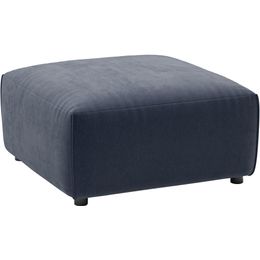 Hocker Home Affaire, B:80cm H:42cm T:80cm, blau, 100% Polyester, Wohnzimmer, Hocker, "Glimminge auch in Breitcord, Feincord und Easy care-Bezug",
