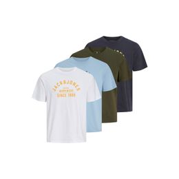 Jack & Jones JACK & JONES Herren T-Shirt "T-Shirt JPRBLUTHOR TEE 4PK 4er Pack", bunt, Gr. S, Obermaterial: 100% Baumwolle CO., Shirts