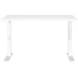 Schreibtisch Germania, B:120cm H:91cm T:80cm, wei&szlig;, B&uuml;ro, Tische, "Mailand, mechanisch h&ouml;henverstellbar", in Breitenvariante 120-180 cm, Made in