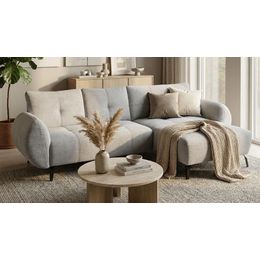 Ecksofa OTTO HOME, B:261cm H:82cm T:140cm, grau, 100% Polyester, Wohnzimmer, Sofas, "Viiborg 261 x 140 cm, mit Steppungen, elegant, modern", L-Form,