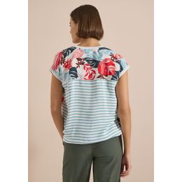 Cecil Damen Kurzarmbluselight alabaster wei&szlig;, Gr. XXL, gemustert, Stoff, 100% Viskose, Blusen, aus softer Viskose