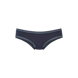 Lascana Damen Brasilslip, Gr. 48, blau, Jersey, Obermaterial: 95% Baumwolle, 5% Elasthan. Spitze: 90% Polyamid, 10% Elasthan, unifarben, Unterhosen,