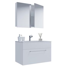 Waschtisch Vcm, B:80cm T:46cm, wei&szlig;, Badezimmer, Waschtische, "3-tlg. Waschplatz Waschtisch Badinos Schublade SC"