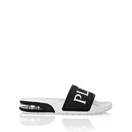 Plein Sport Damen Strandschuh "Flache Gummisandalen", Gr. 46, schwarz-wei&szlig;, Schuhe