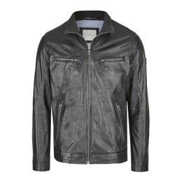 Bugatti Herren Bomberjacke "BUAURELIO", schwarz, Gr. 54, uni, Obermaterial: 100% Lammleder LEL. Futter: 100% Baumwolle CO. 100% Baumwolle CO.,