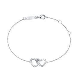 Damen Armband "zwei Herzen, mit wei&szlig;en Zirkonia, Silber 925", 19cm, Silber 925 (Sterlingsilber), silber, Giorgio Martello MILANO, Silber 925