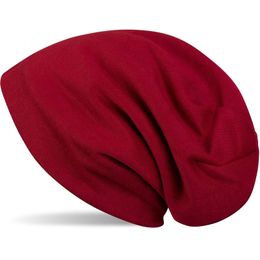 styleBREAKER Damen Strickm&uuml;tze "Feinstrick Beanie Unifarben", rot, Modisch, 100% Viskose CV., M&uuml;tzen
