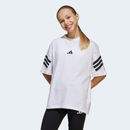 M&auml;dchen T-Shirt "FUTURE ICONS 3-STREIFEN KIDS", schwarz-wei&szlig;, Gr. 128, adidas Sportswear, Obermaterial: 100% Baumwolle, Shirts, lockerer Schnitt,