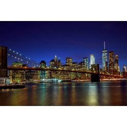 papermoon Fototapete "BROOKLYN BRIDGE-NEW YORK CITY SKYLINE", B/L: 2m x 1,49m, Bahnen: 4 Stk., bunt, Schlafzimmer, Tapeten